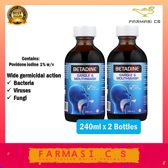 Betadine Gargle & Mouth Wash 240ml x 2 Bottles (TWIN) EXP:03/2025 ...