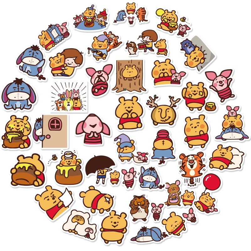 40pcs Cute Version Winnie The Pooh Cartoon Waterproof Scrapbook ...