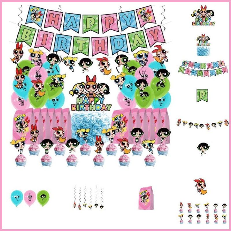 One Suit Powerpuff Girls Theme Children's Birthday Party Decorations ...