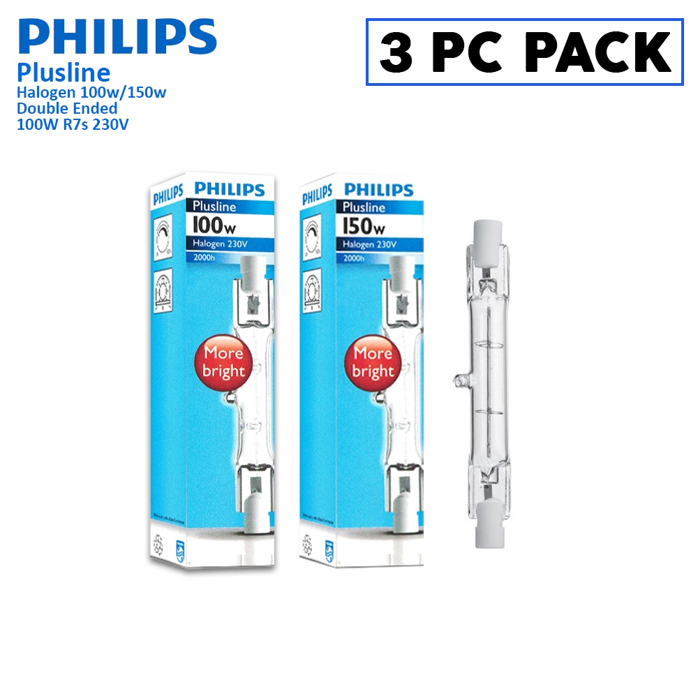 3 PC PACK | Philips Plusline 78mm 150W Halogen Tube | Dimmable | 230V ...
