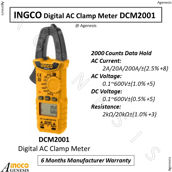 INGCO Digital AC Clamp Meter DCM2001 | Shopee Singapore