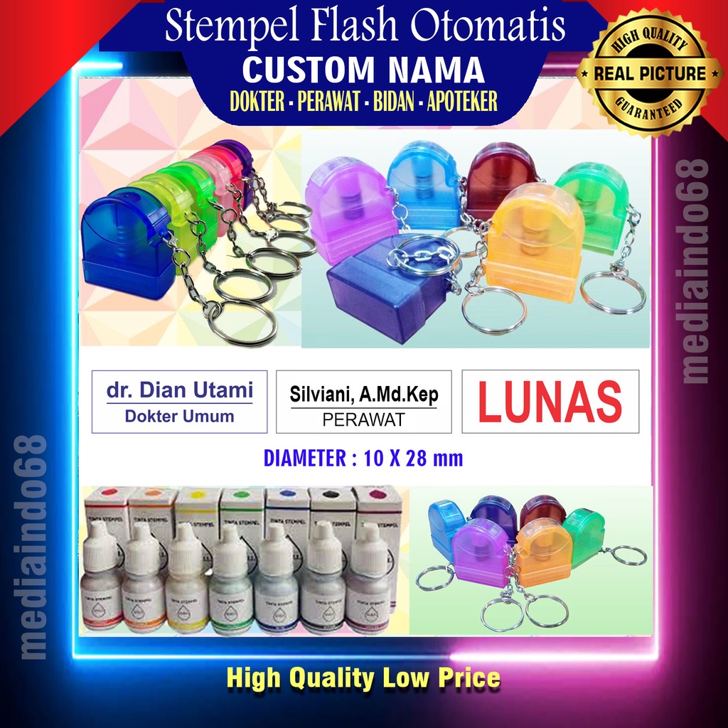 CUSTOM FLASH STAMP NAME OF DOCTOR / NURSE / MIDWIFER / PHARMACY / GANCI ...