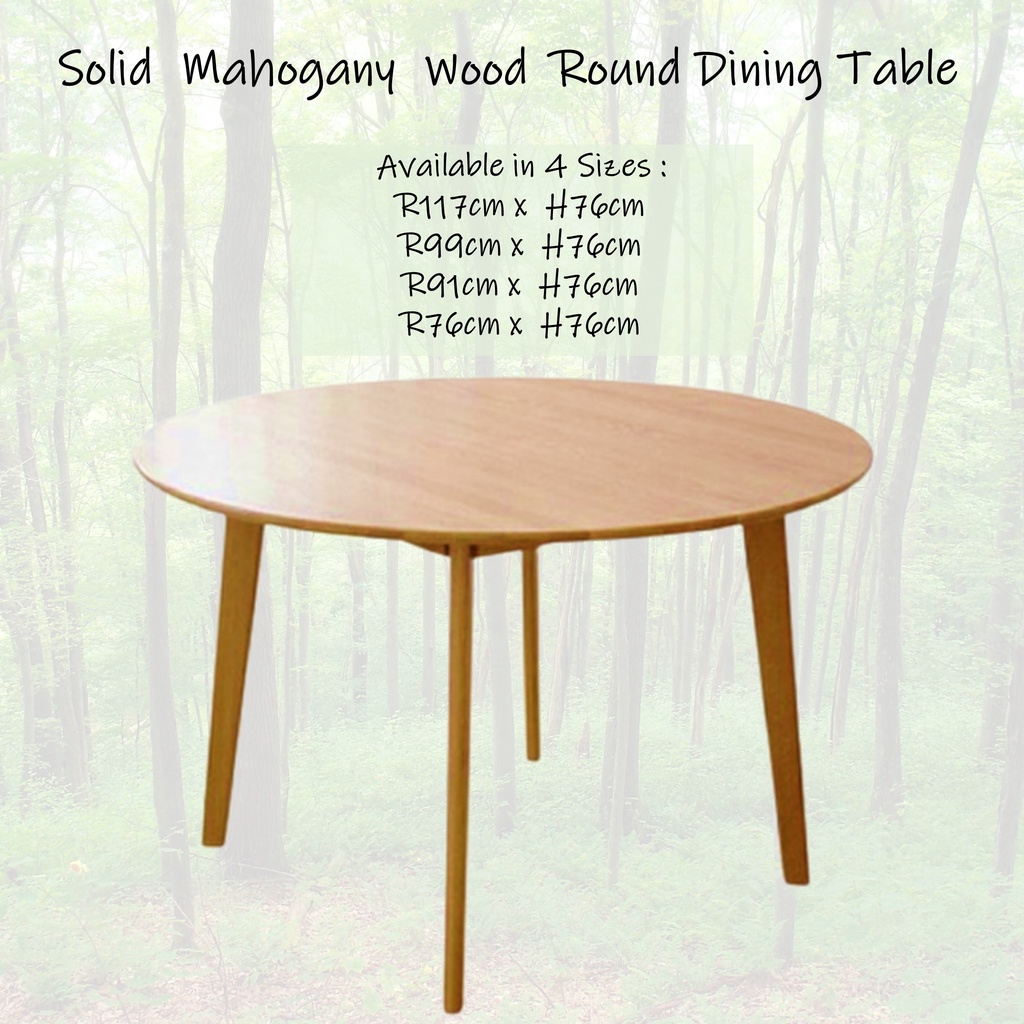 Round / Circle Shape Solid Mahogany Wood Dining Table In 4 Sizes In ...