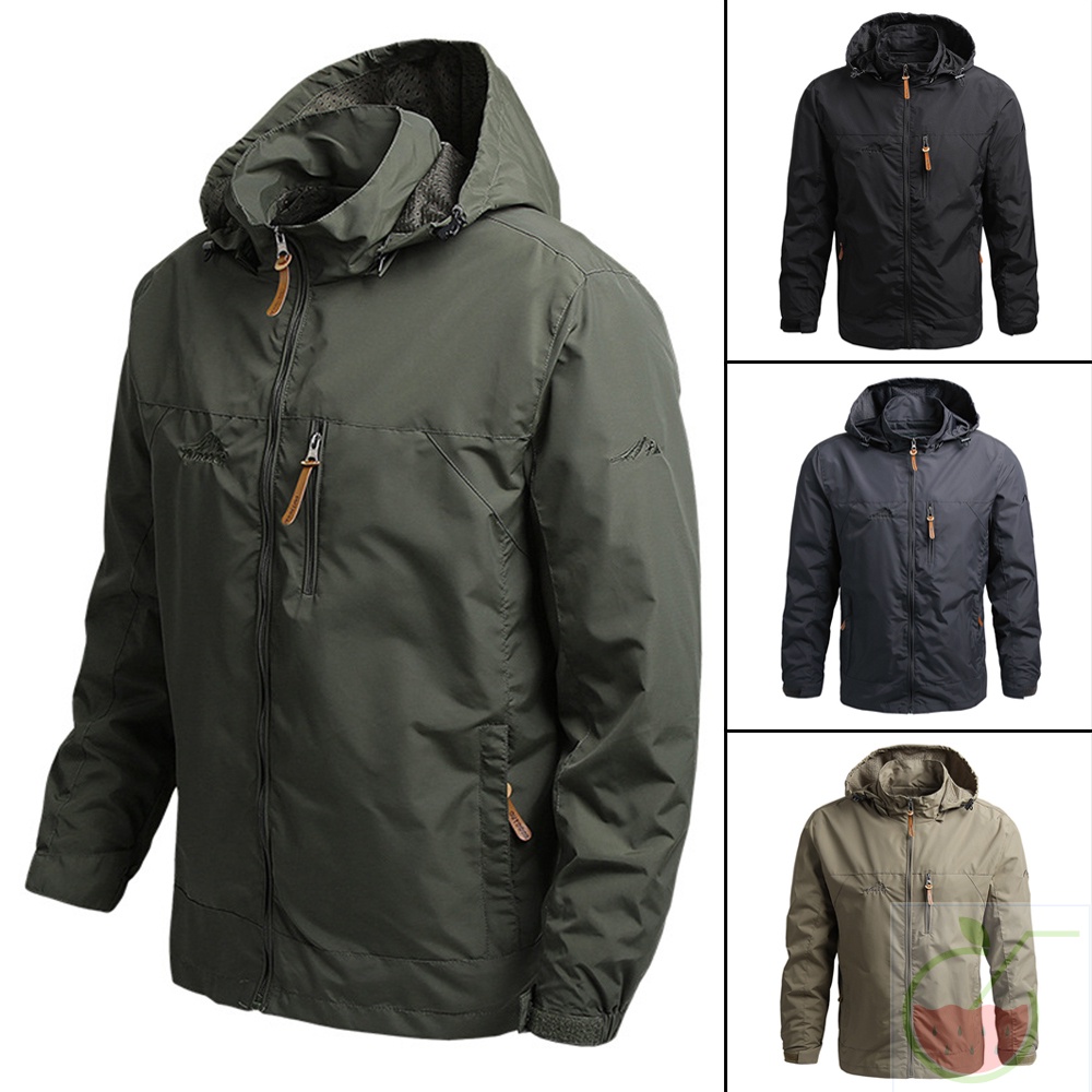 Jacket Hooded Coat Waterproof Warm Windbreaker for Men Fishing Hiking ...