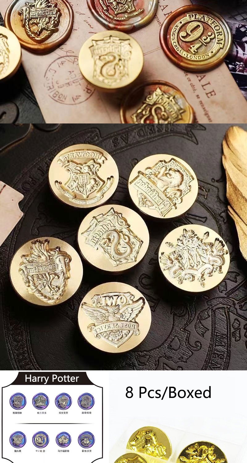 Journamm Vintage Fire Paint Stamp Handle Stamp Set Seal Envelope DIY ...