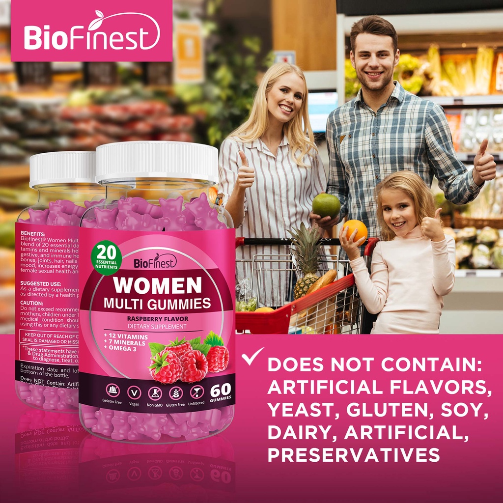 Biofinest Women MultiVitamins Gummy Supplement - 20 Minerals Vitamin A ...