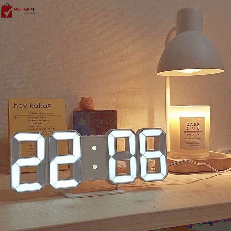 Modern 3D LED Wall Clock Digital Alarm Clock Electronic Desk Clock ...
