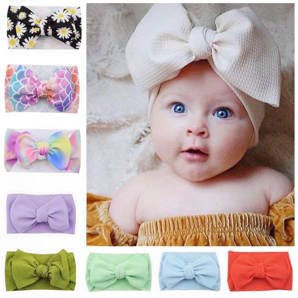 Turban Knotted Big Bow Headband Headbands for Newborn Toddler Children ...