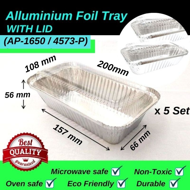(Offer!!!)1650/4573P ALUMINIUM FOIL TRAY WITH LID @ M SIZE [RECTANGLE ...