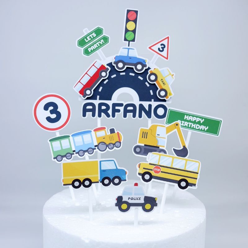 Cake Topper 3D Custom Character Name Vehicle Transportation Car Cars ...