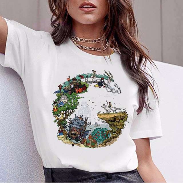 Funny Totoro T Shirt Women Top Spirited Away T-shirt Studio Ghibli ...