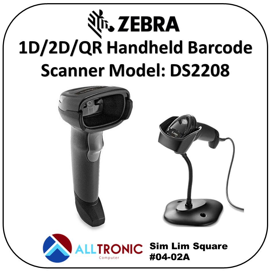 Scanner Zebra DS2208 wired corded 1D / 2D / QR Barcode Handheld With ...