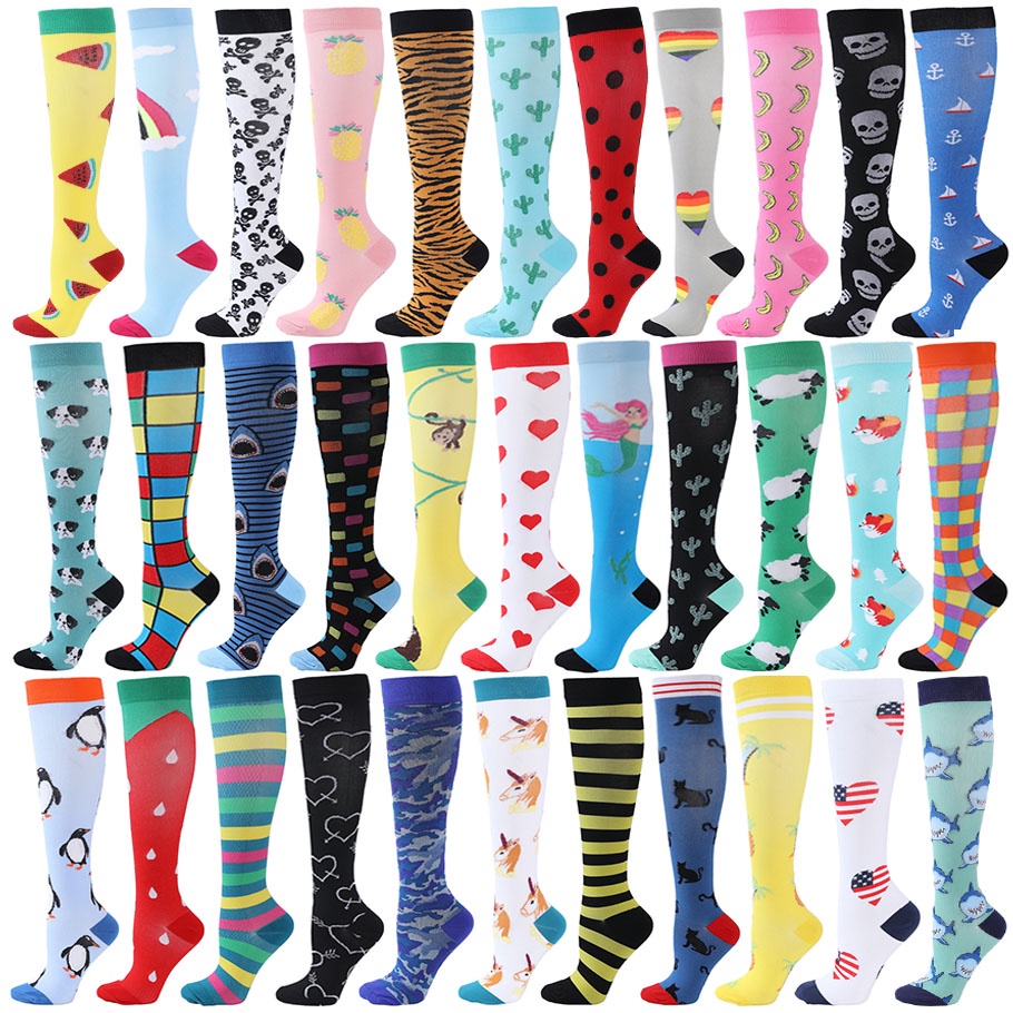 Running Men Ladies Socks Sports Compression Happy Tube Socks Support ...