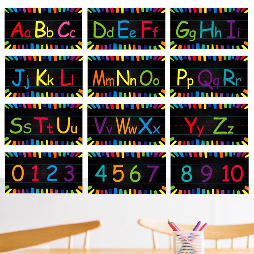 12 PCS Kid Alphabet Numbers Poster DIY Classroom Decoration Poster Abc ...