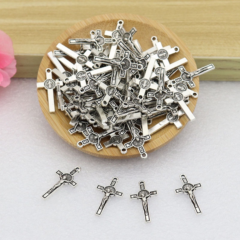 50Pcs/Lot Mini Jesus Christ Exorcism St Benedict Crucifix Cross Pendant ...