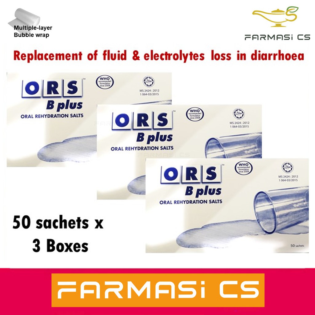 ORS B Plus Oral Rehydration Salts 50 sachets x 3 Boxes (TRIPLE) EXP:08/ ...