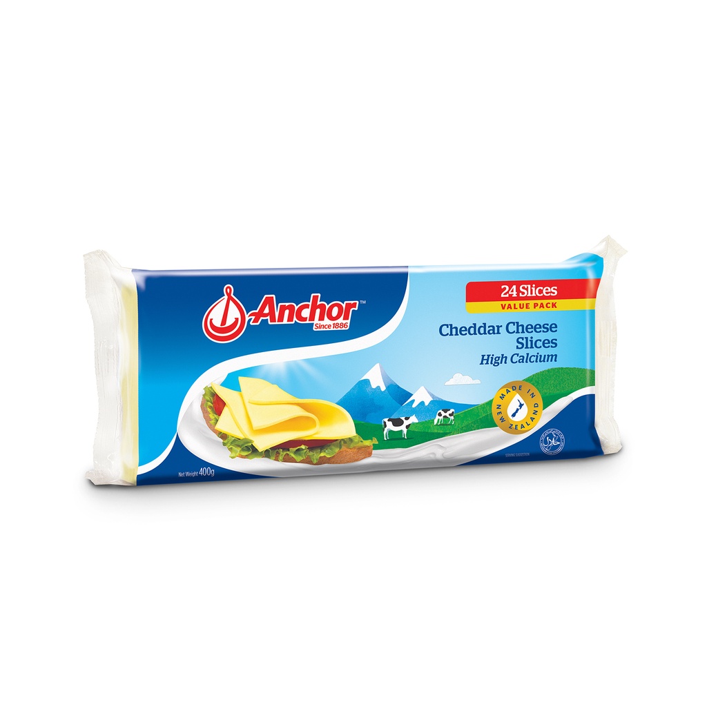 Anchor 24S Cheddar Cheese Slices 400G | Shopee Singapore