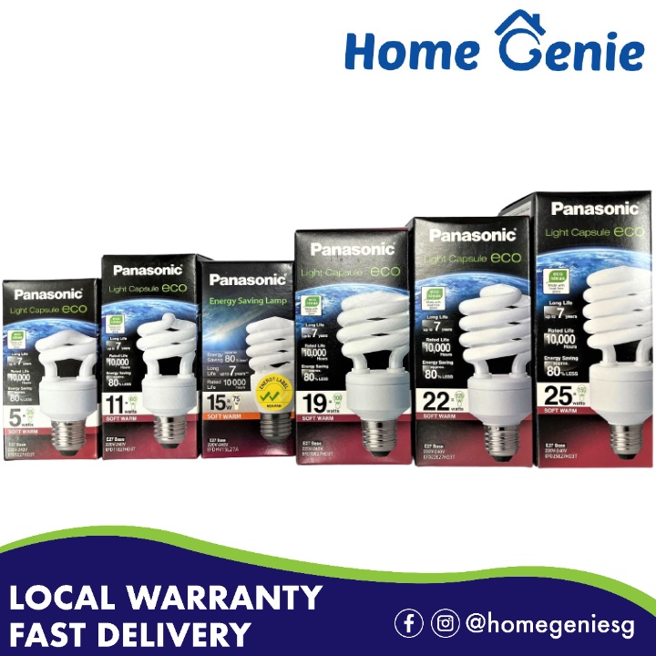 Panasonic Spiral (Tornado) Energy Saving Eco Light Capsule 5w/11w/15 ...