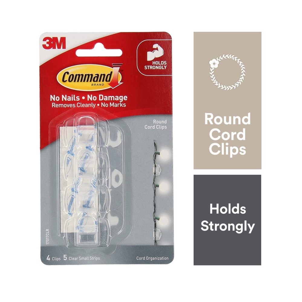Command Wall Adhesive Round Cord Clips (4pcs/pack) | Shopee Singapore