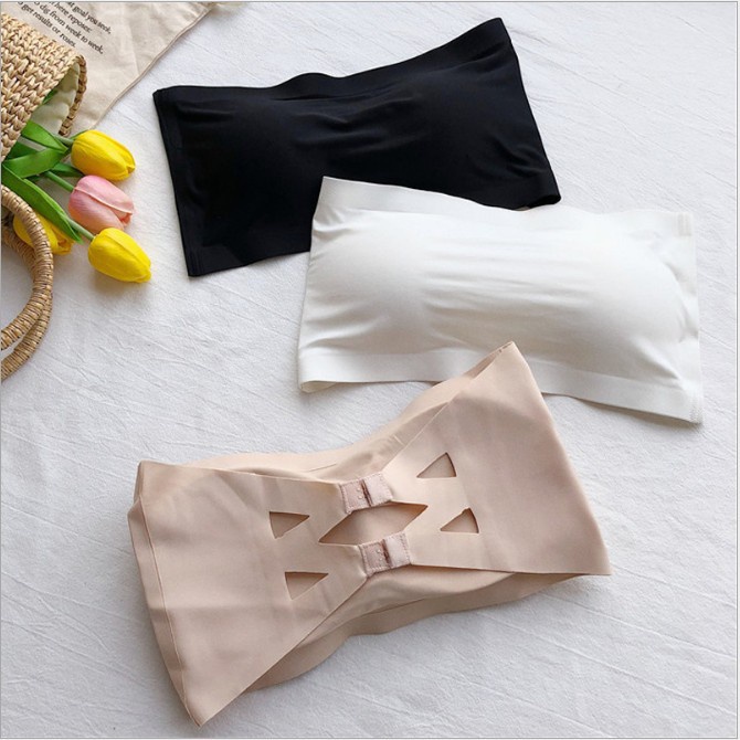 Korean Ice Silk Tube Top Seamless Bra Strapless One-Piece Bras High ...
