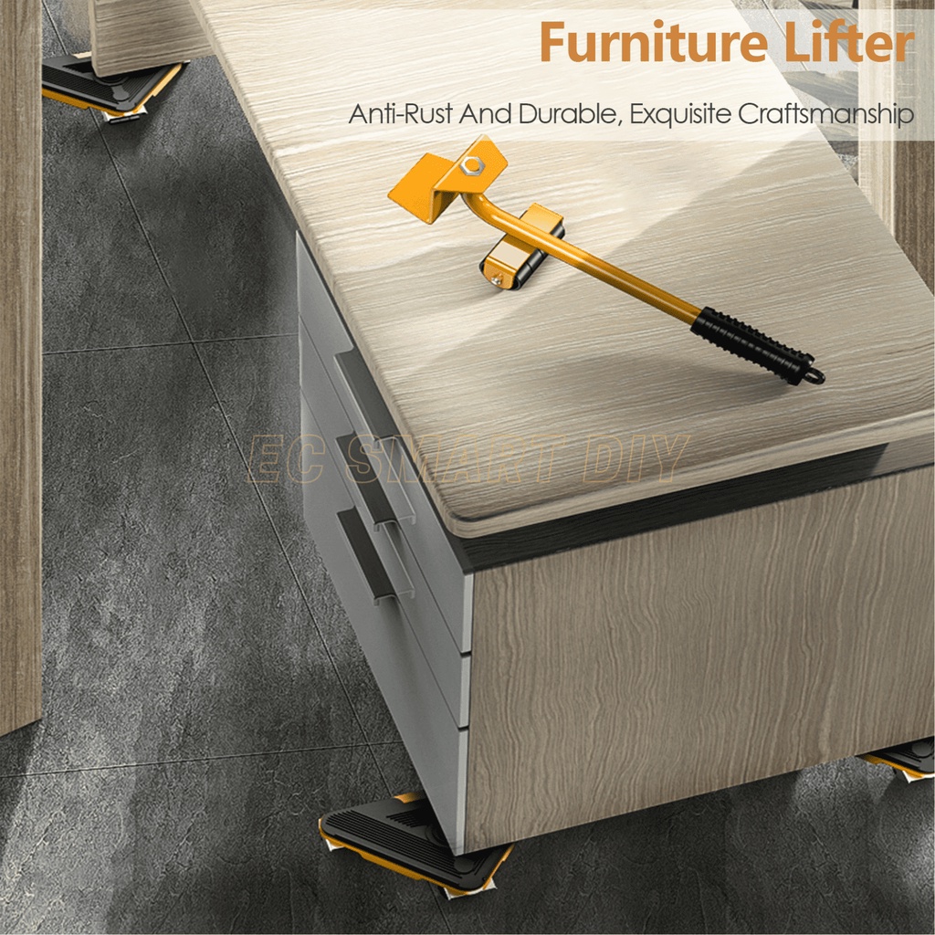 500KG Heavy Duty Mover Tool Furniture Lifter 360 PP Wheel Strong Metal ...