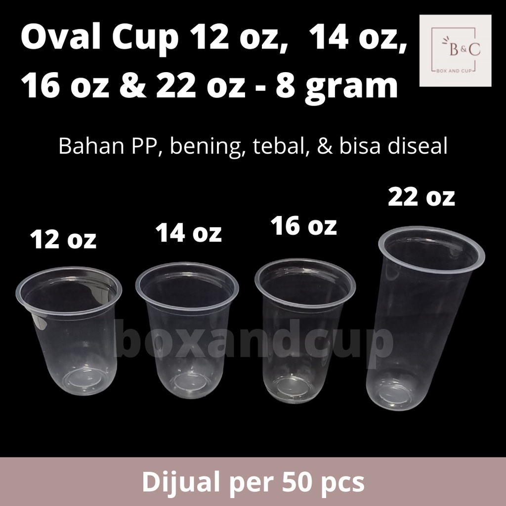 Clear Oval Plastic Cups U Cup/s Boba Glass/s Cold Bubble Tea/s 8g Thick ...