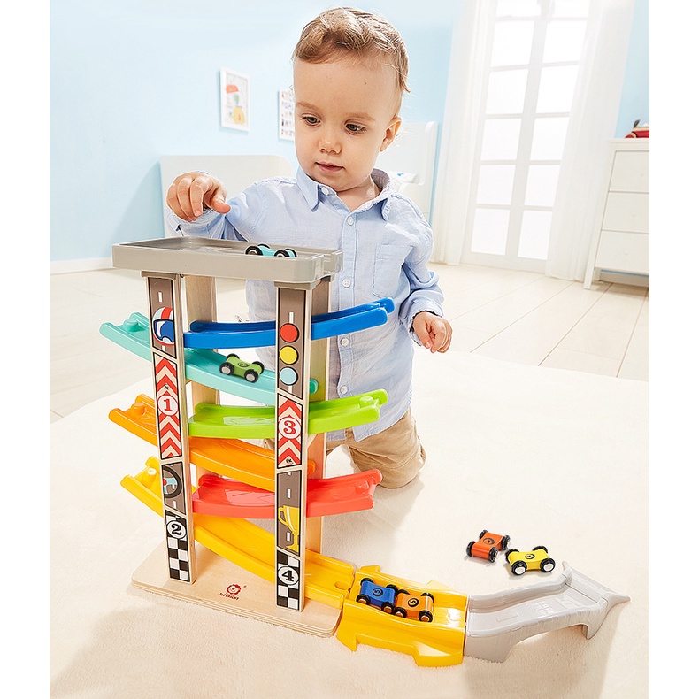 TOP BRIGHT Mega Ramp Racer Slide Car Slide Car Race Track Rail Wooden ...