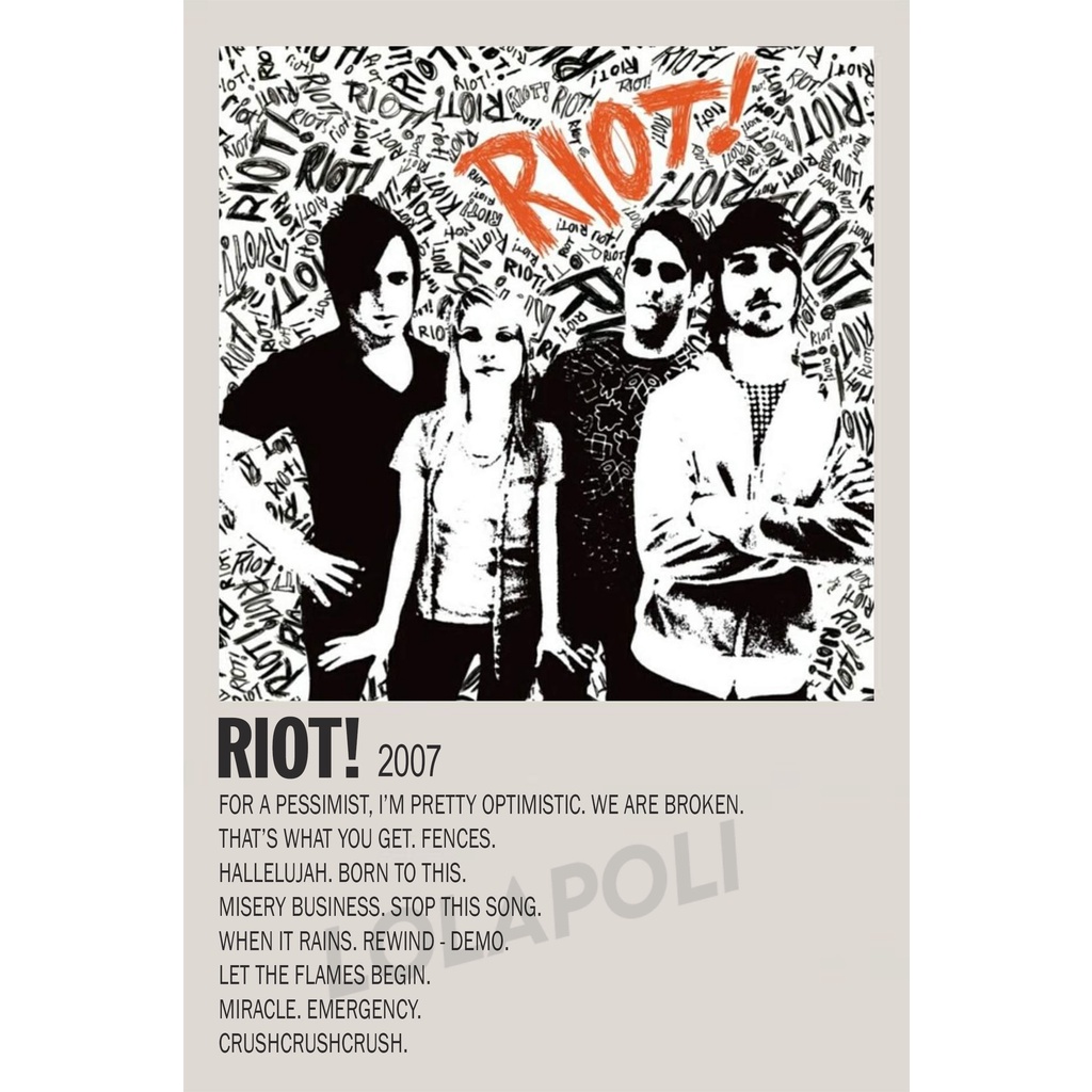 Paramore Album Cover Riot Paramore Riot! | Album Cover Poster