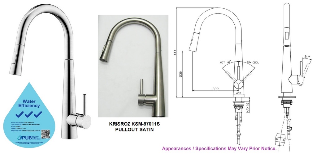KRISROZ KSM87011S PULLOUT SINK MIXER S/S | Shopee Singapore