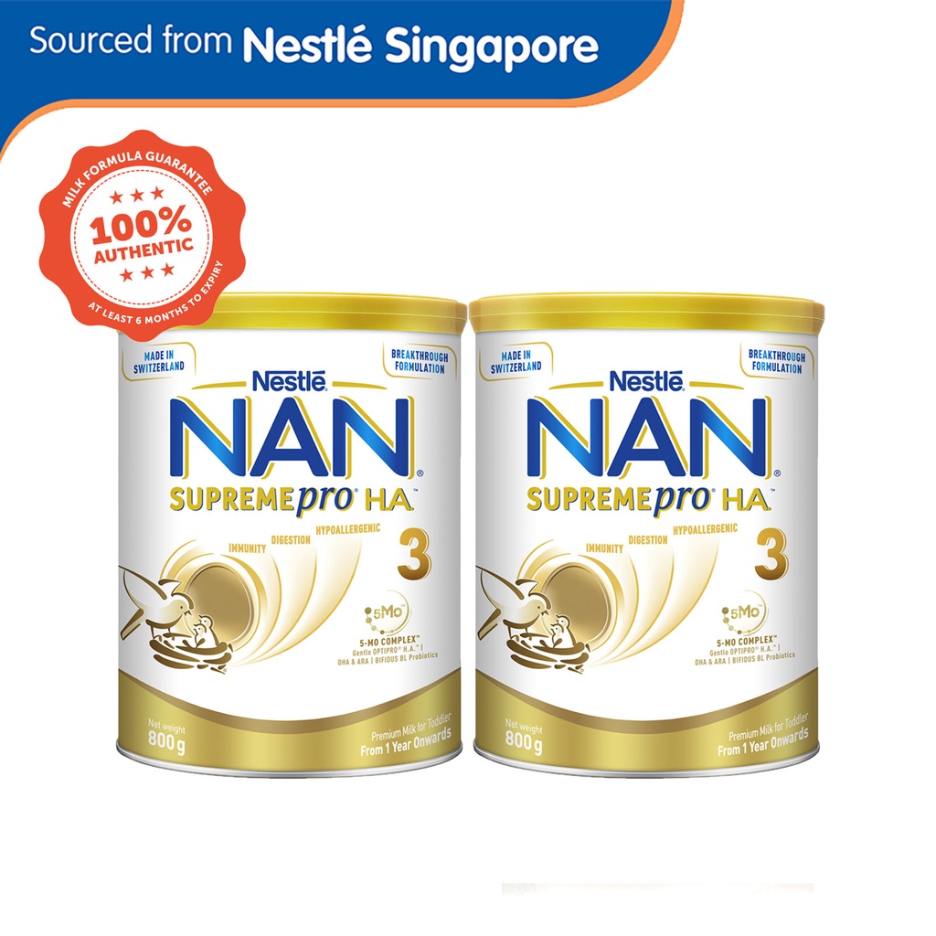[Bundle of 2] Nestle NAN Supremepro H.A. Stage 3 Growing Up Milk Formula 800g - From 12 Months ...