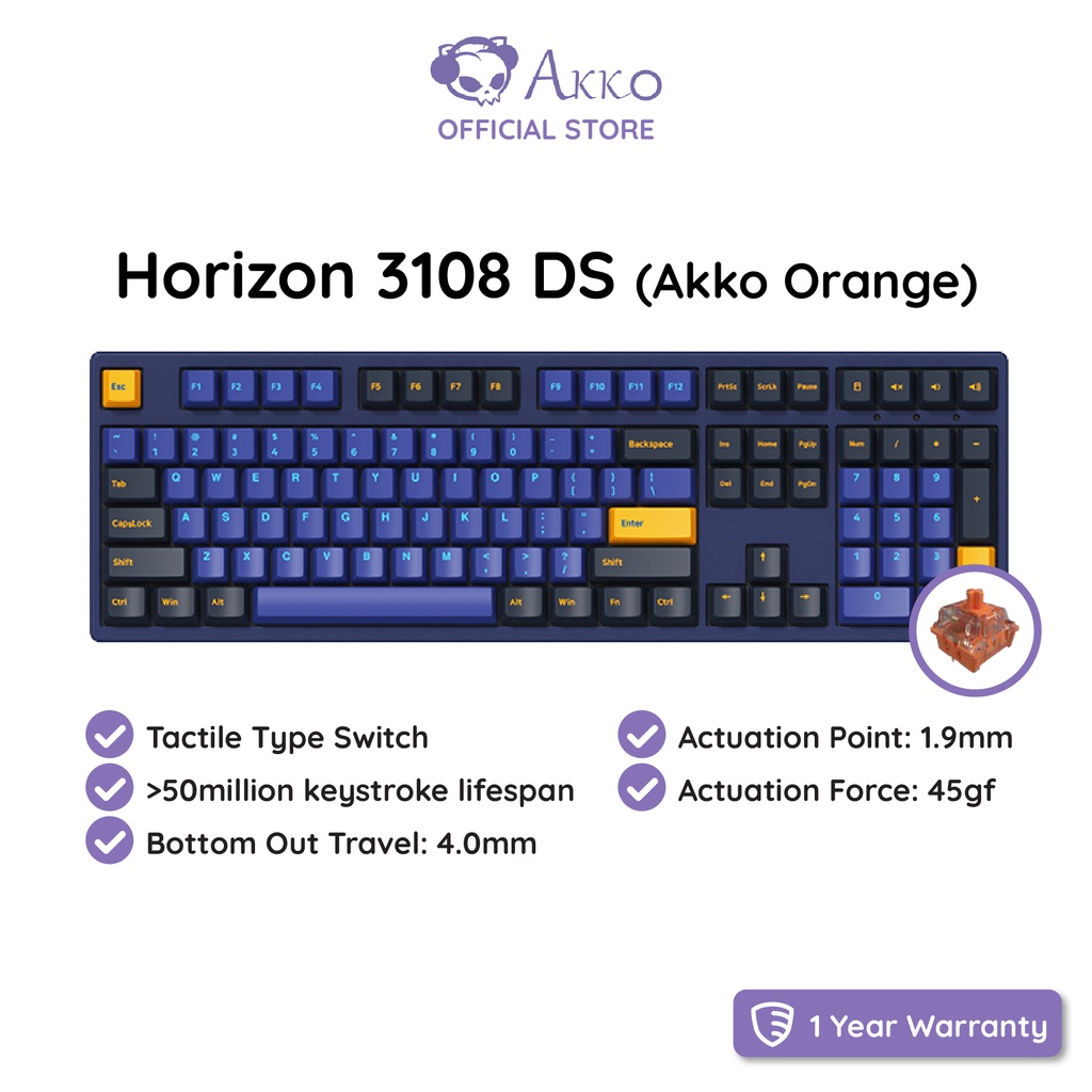 AKKO Horizon 3108 DS, 108 Key No Backlit Wired Mechanical Keyboard ...