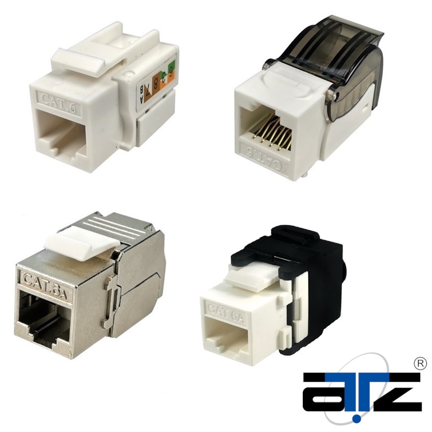 ATZ RJ45 (Cat 6 / Cat 6A) (Unshielded / Shielded) Keystone Jack with ...