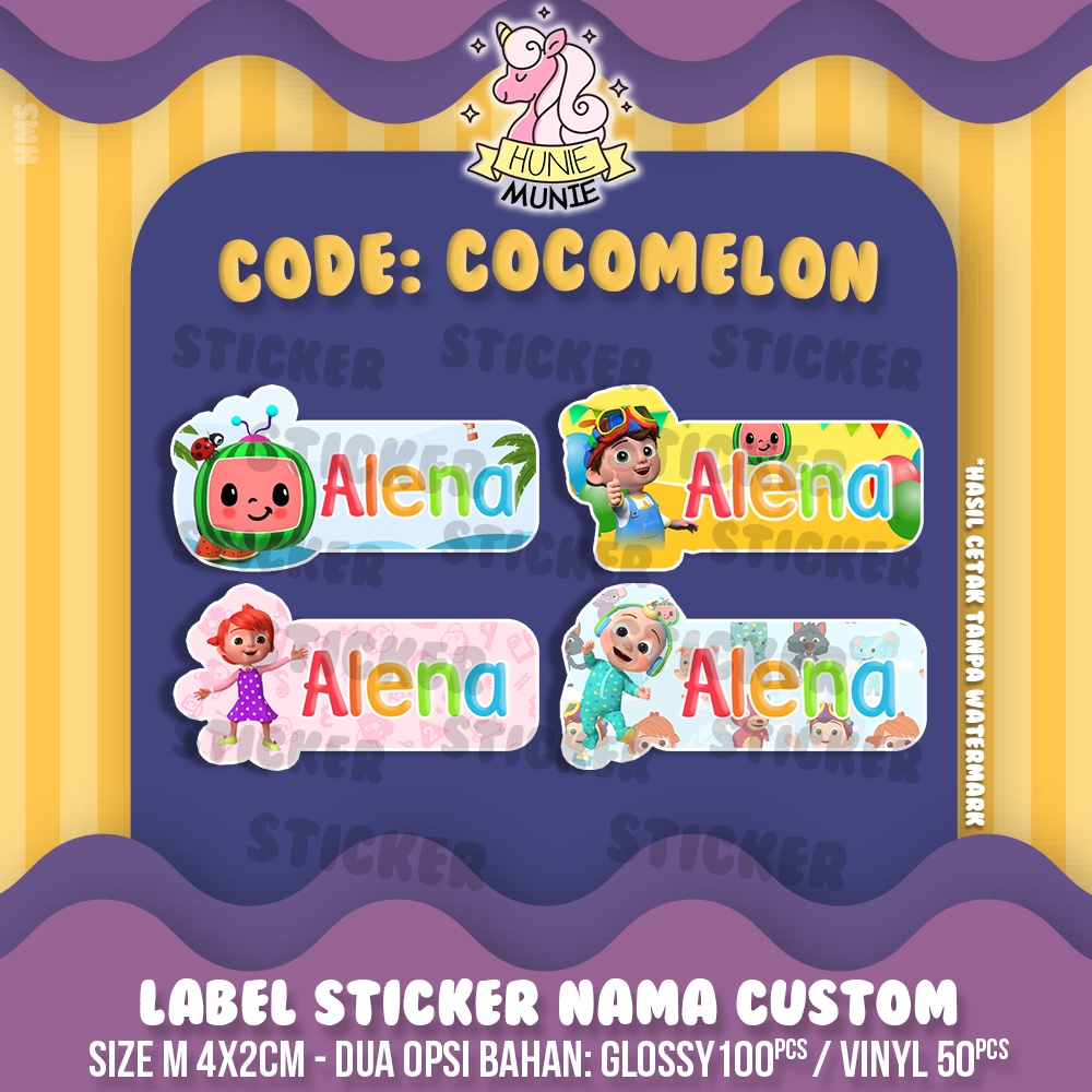 Custom Name Label Sticker - Cocomelon Coco Melon (100pcs) Stickers ...