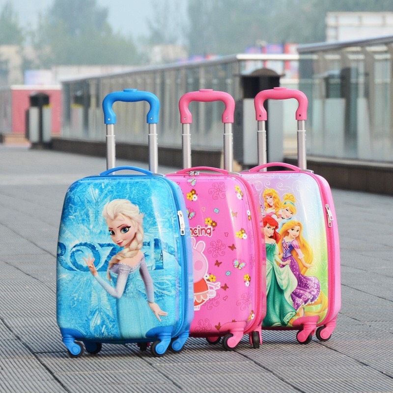 Elsa Cartoon Pull Suitcase Backpack 360 Wheel Design For Children High ...