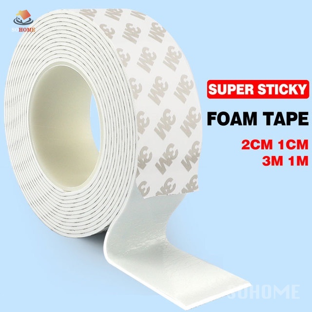 3M Double Sided Foam Tape White EVA Foam Tape Sponge Mounting Adhesive Tape Strong Permanent ...
