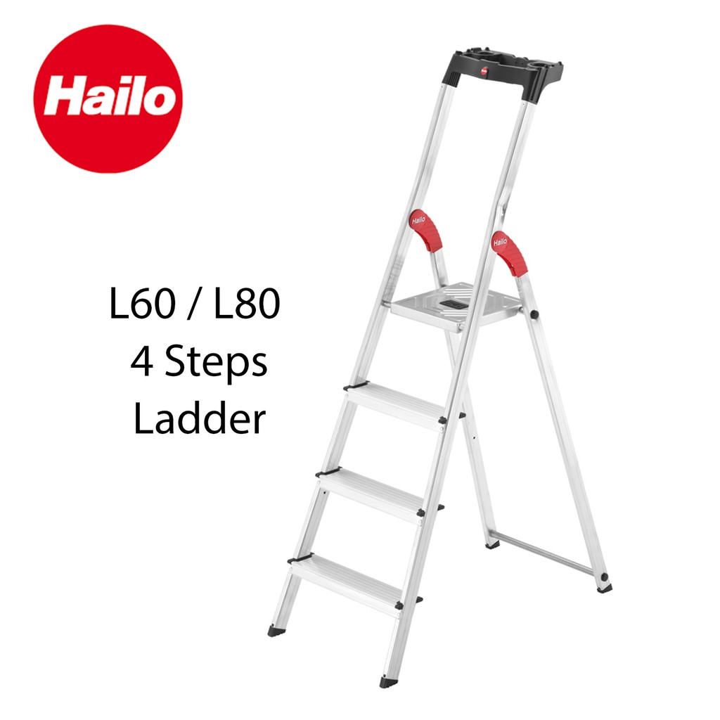 Hailo 4 Step Sturdy German Aluminium Household Premium Ladder ...