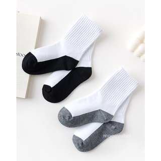 5 Pairs Student Basic School Socks /Children's Solid Color Sports Mid ...