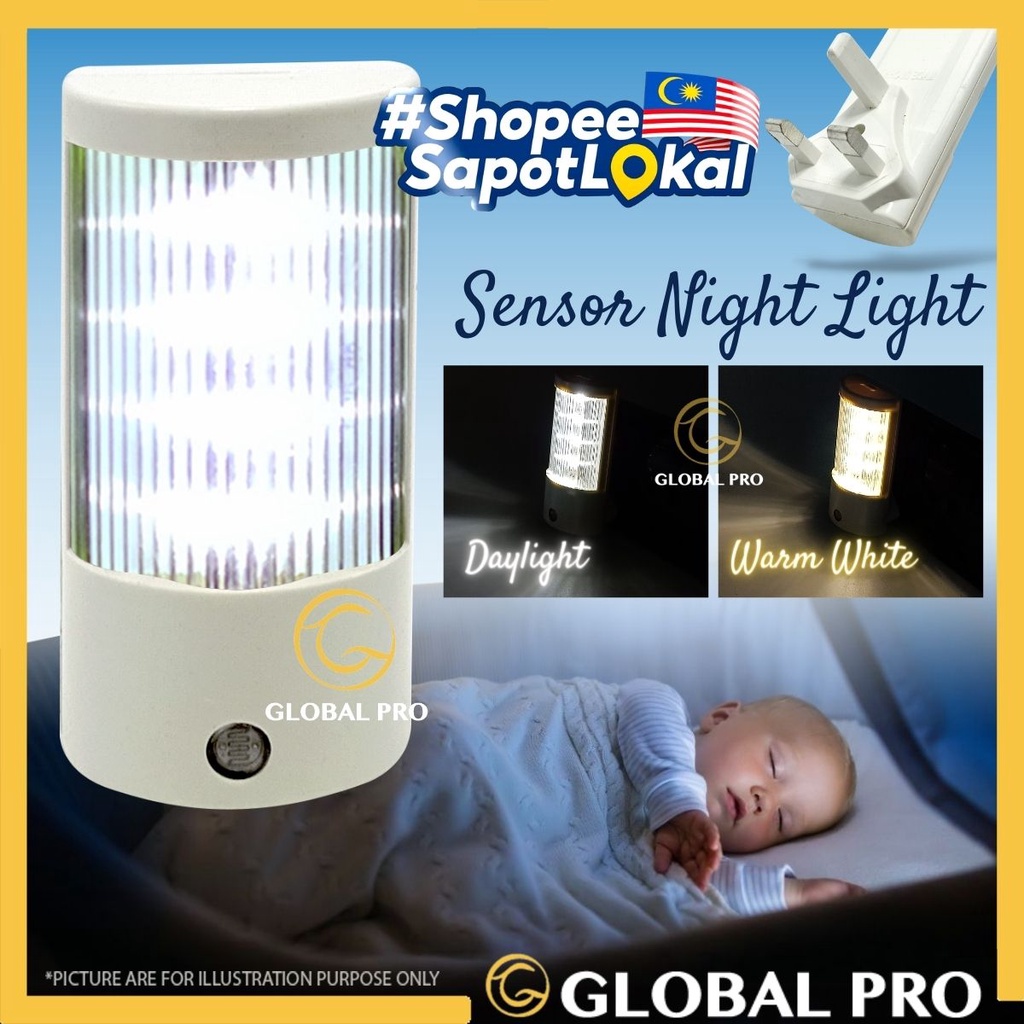 LED Plug-in Mini Auto Sensor Night Light Dim Light Lampu Tidur bilik ...