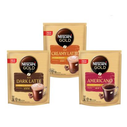 NESCAFE GOLD 2 IN 1 AMERICANO 12 STICKS / 3 IN 1 DARK LATTE 12 STICKS ...