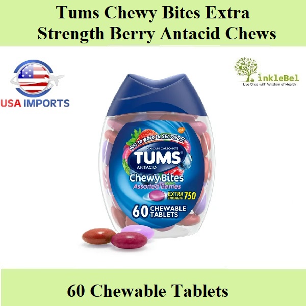 Tums Chewy Bites Extra Strength Berry Antacid Chews,32/60 bites ...