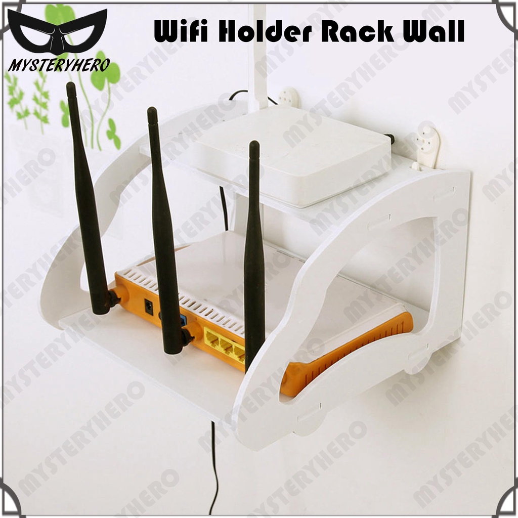 MysteryHero Modem WIFI Holder Rack Wall Mount Home Hollow Double Layer ...
