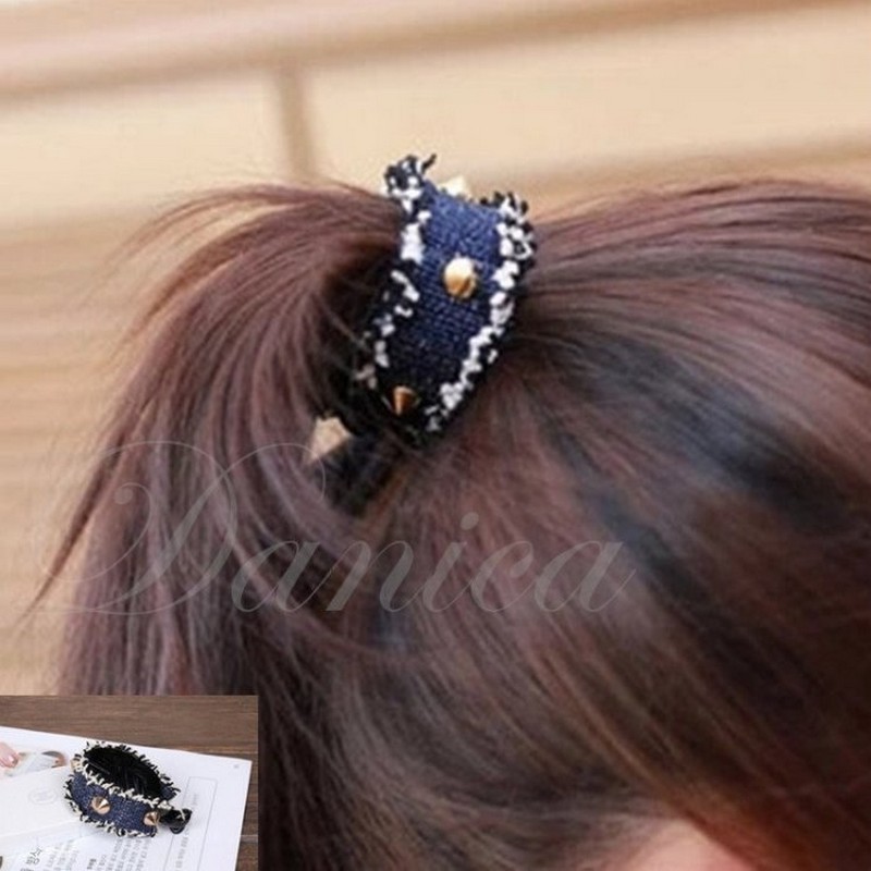Banana Clip Korean Fashion Trendy Denim Rivet Ponytail K7337 Shipped ...