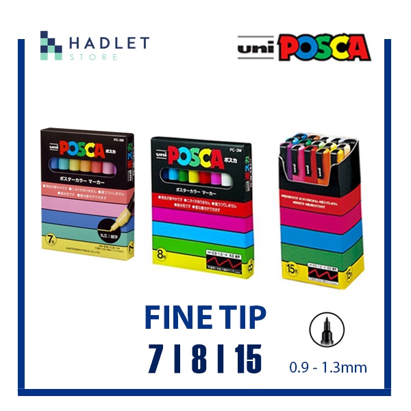 Uni Posca Fine Tip 0.9 - 1.3mm Color Paint Markers Pack [7|8|15 ...
