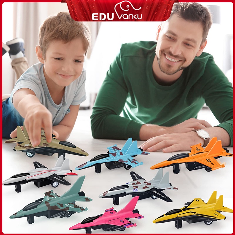 Die Cast Airplane Toy Set for Kids Boys Pull Back Metal Military Themed ...