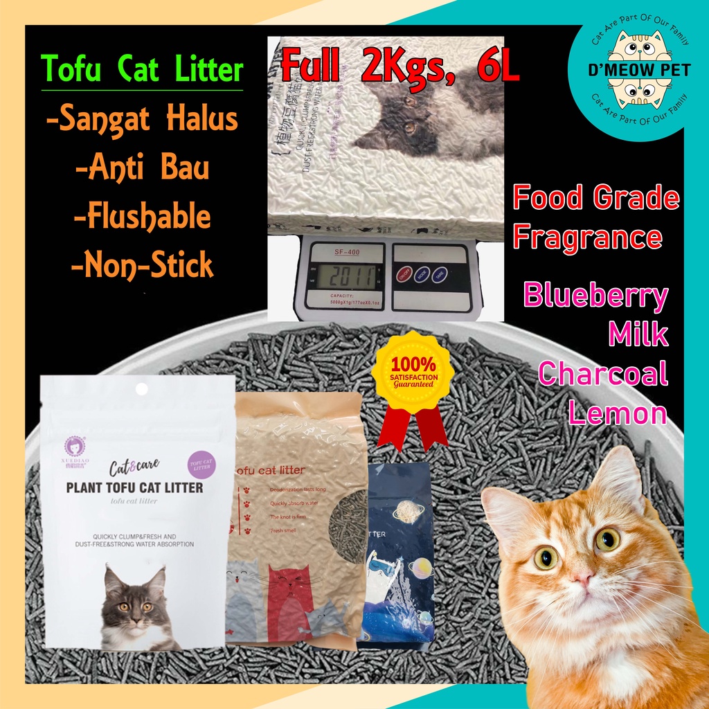 2KG Premium Clumping Natural Cat Litter Tofu Pasir Kucing Toufu No ...