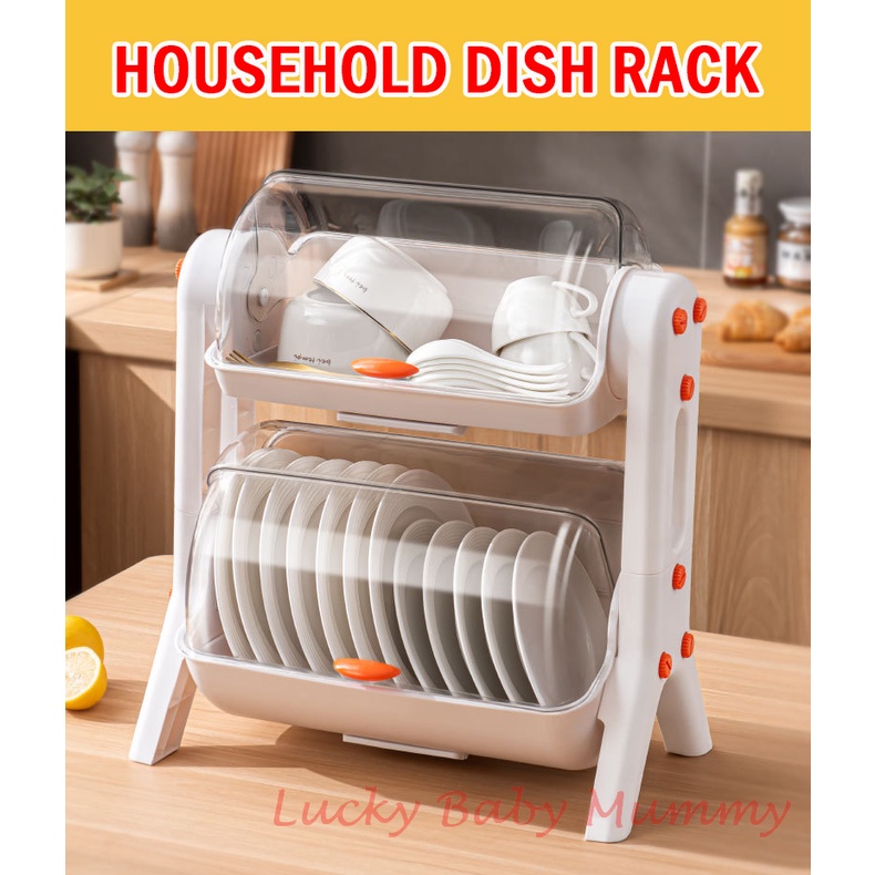 Draining Dish Rack Organizer Kitchen Storage with Cover and Drainer Utensil Cutlery Dishrack ...