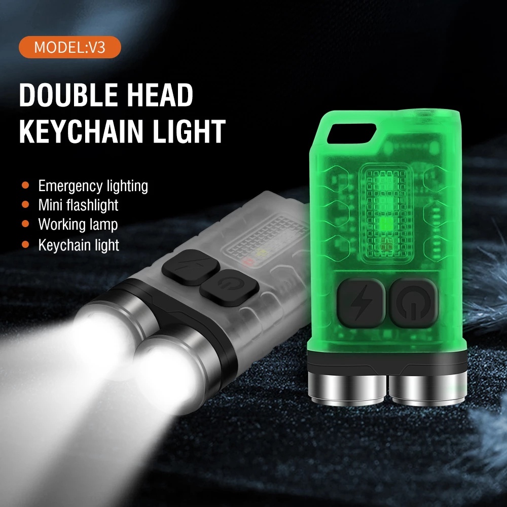 V3 Super Bright Mini Flashlight, LED Keychain Light, 9 Lighting Modes ...