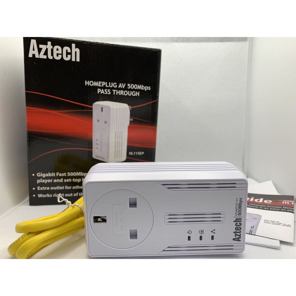 Aztech HL115EP HomePlug AV 500Mbps with AC Pass-Through Powerline ...