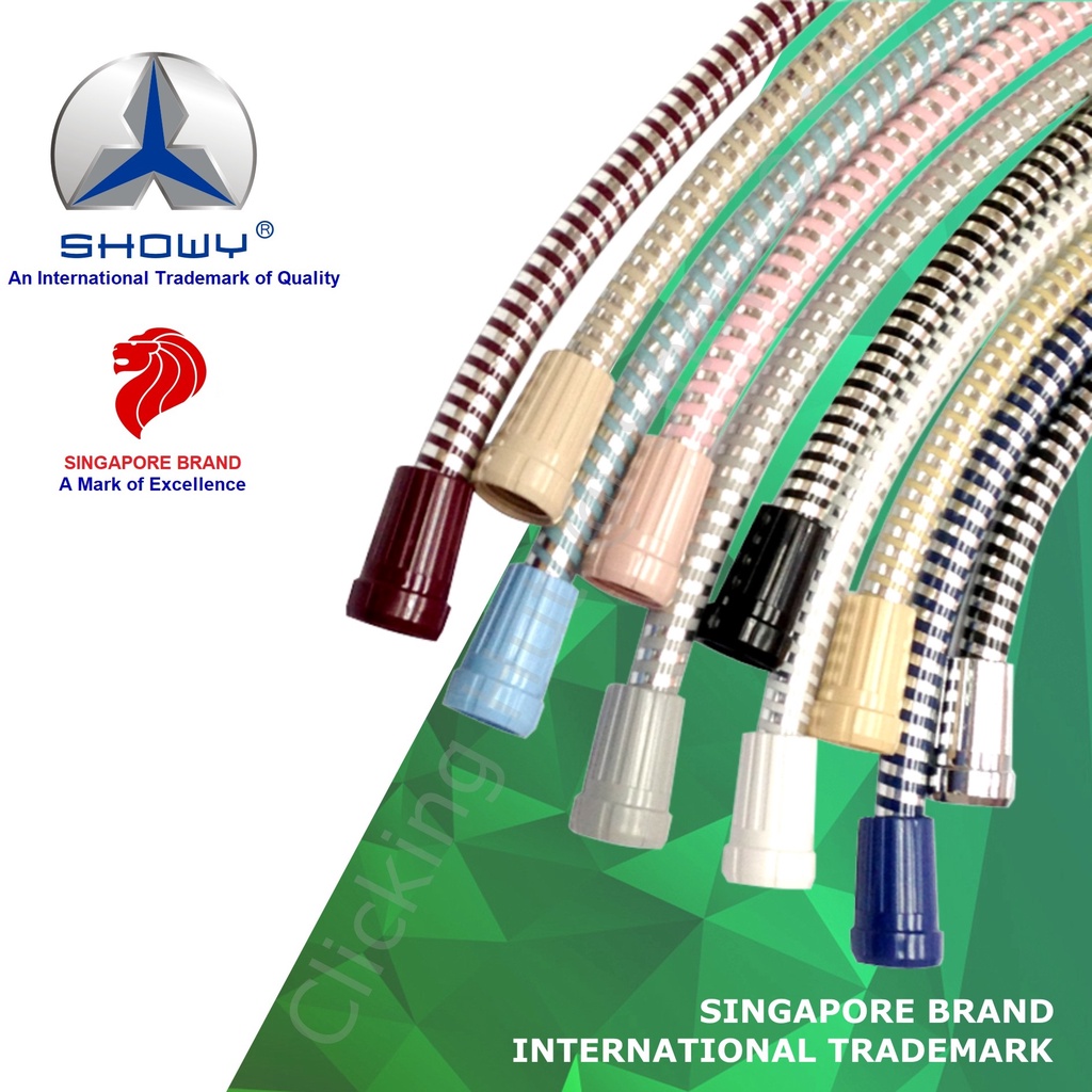 [SG LOCAL SELLER] SHOWY 150cm(60") Silver PVC Flexible Shower Hose / 9 ...