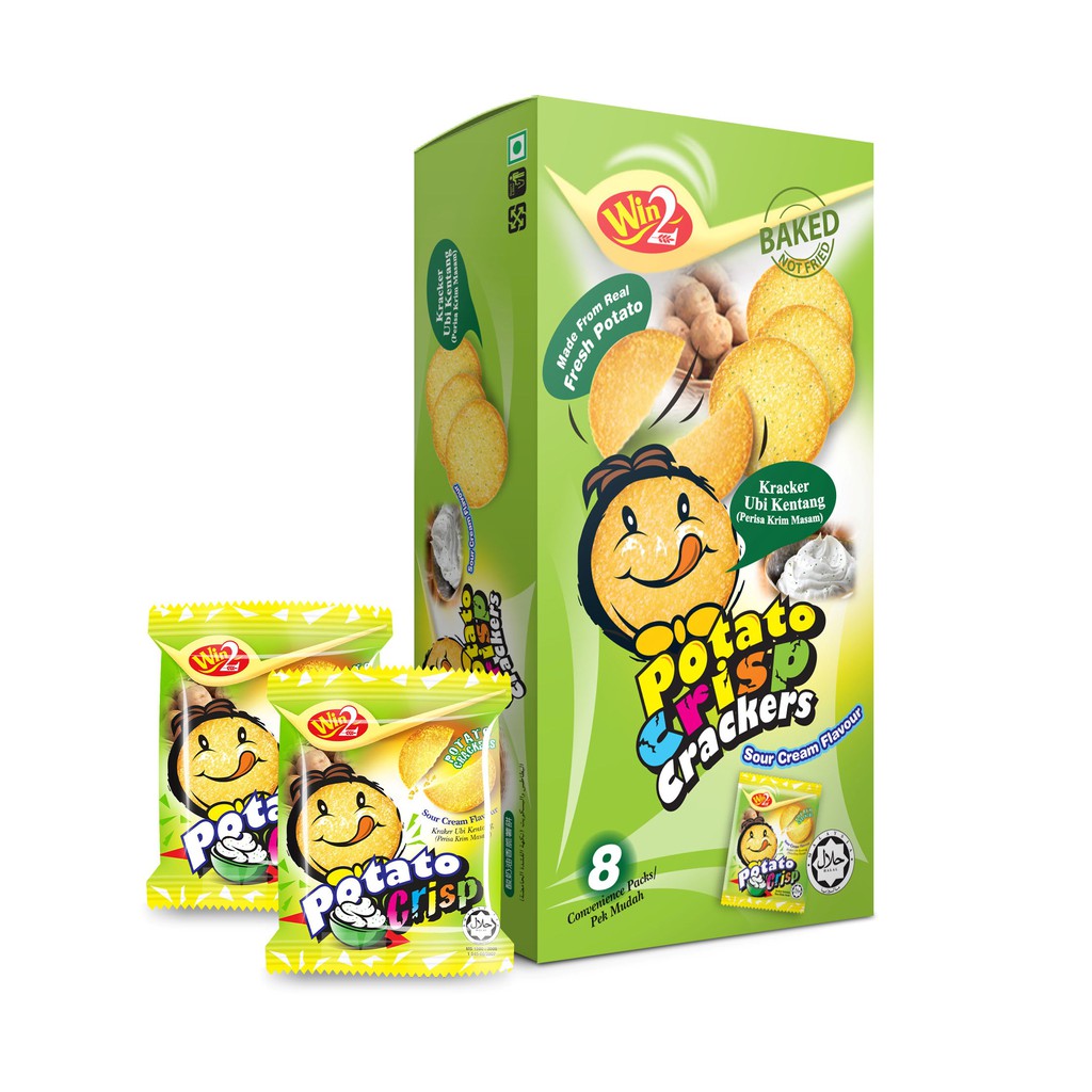 Bundle of 3 WIN2 Potato Crisp Cracker Sour Cream Flavour 160g | Shopee ...